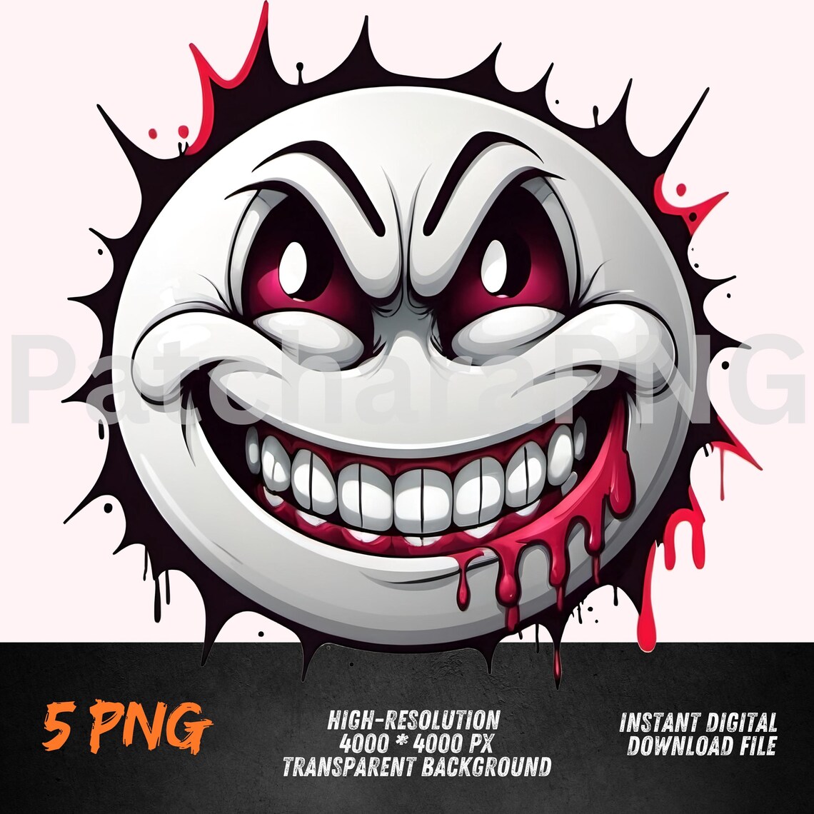 Creepy Evil Smile PNG | Spooky Emotions, Digital Download, Sublimation ...