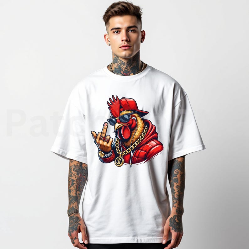 Rude Rooster PNG | Gangsta Chicken Clipart With Red Jacket and Gesture ...
