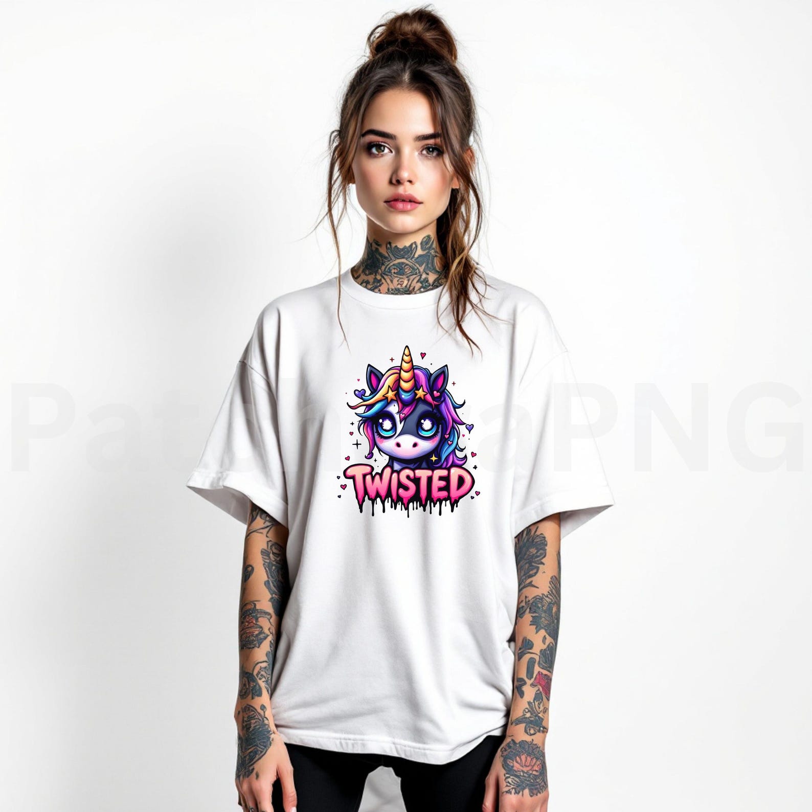 Cute Twisted Unicorn PNG, Kawaii Rainbow Unicorn Shirt Design, Graffiti ...
