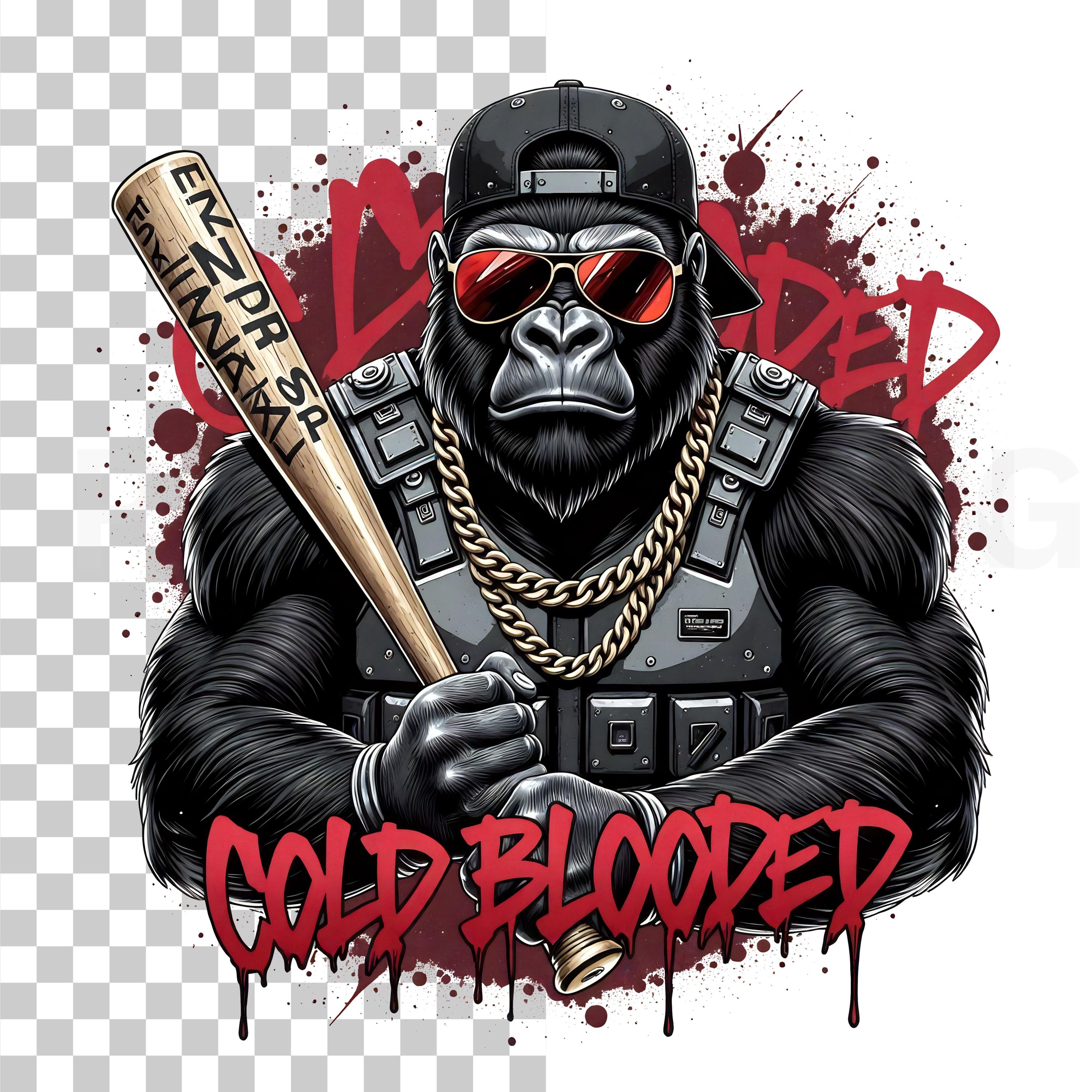 Cold Blooded PNG | Gangsta Gorilla Clipart With Baseball Bat | Savage ...
