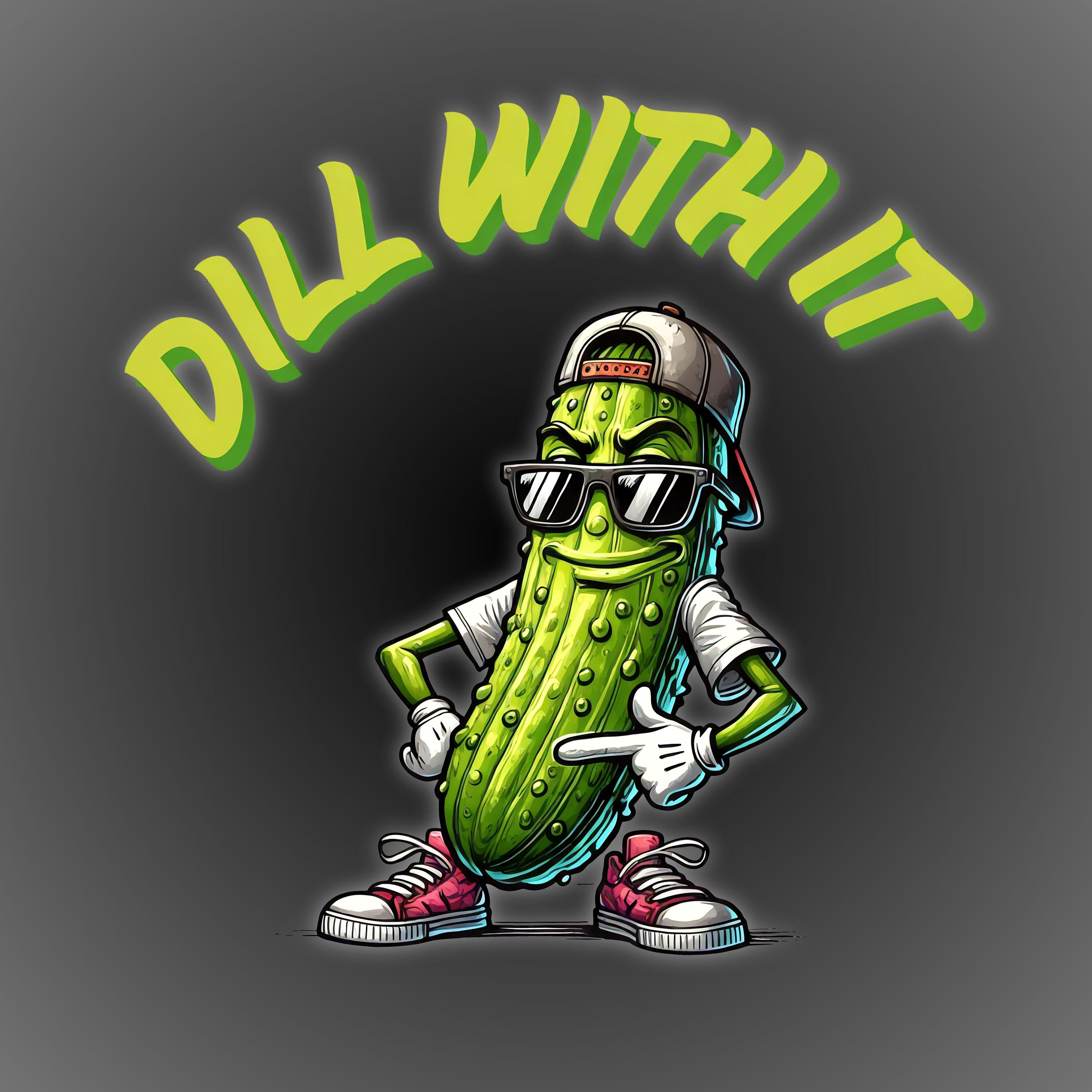 Dill With It PNG | Funny Pickle With Sunglasses Clipart | Urban Pun ...