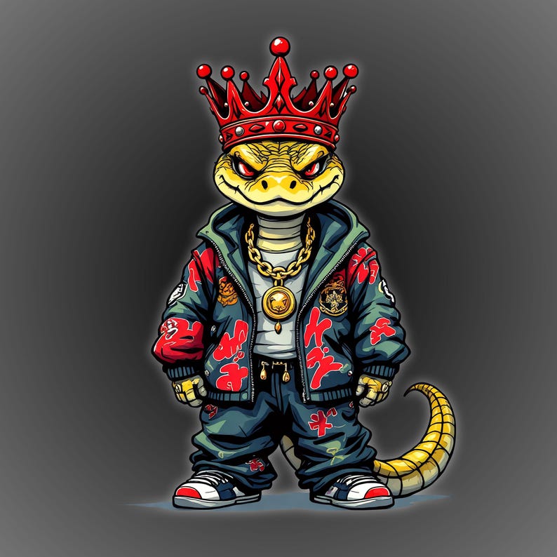 Snake King PNG | Gangsta Snake Clipart With Crown and Cape | Royal ...