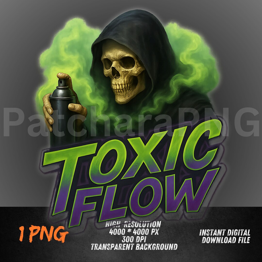 Toxic Flow Reaper PNG, Dark Graffiti Skull Spray Art, Halloween ...