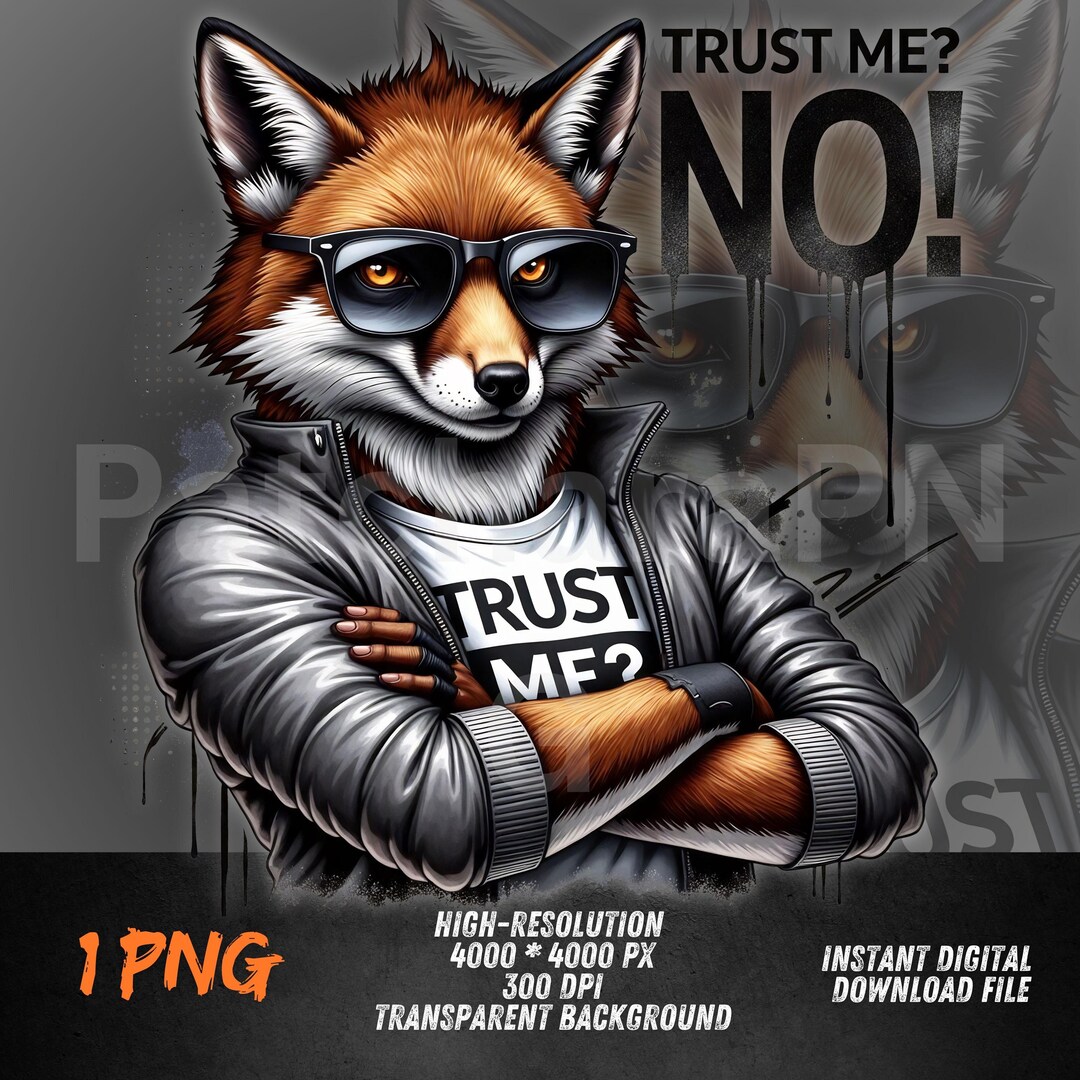 Sarcastic Fox PNG | Cool Graffiti Animal Art | Trust Me No Quote ...