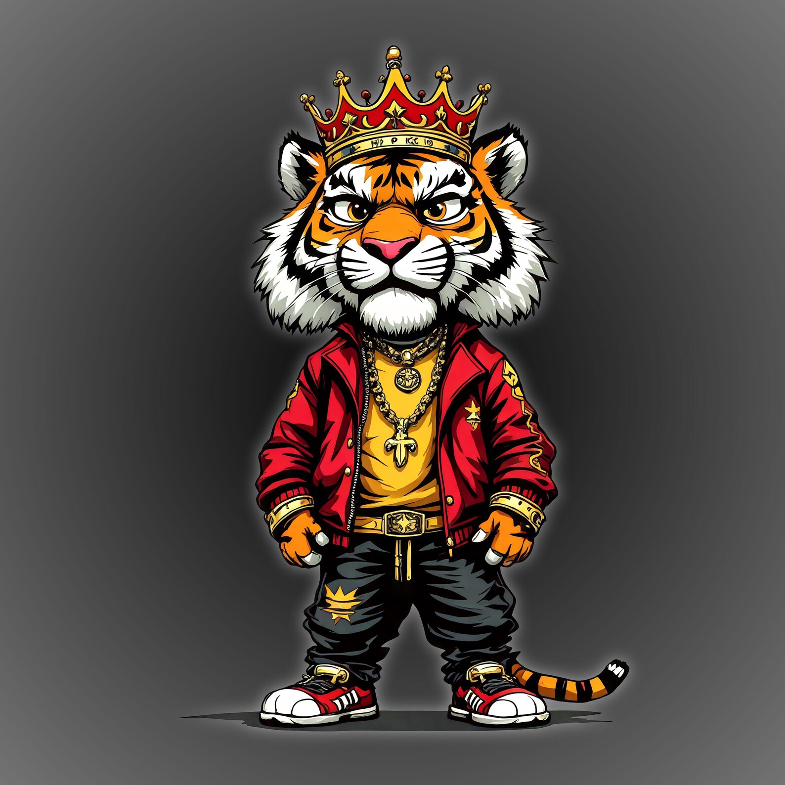 Tiger King PNG | Urban Tiger Clipart in Crown and Hoodie | Gangsta ...