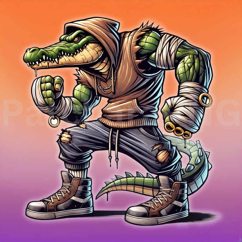 Crocodile Gangsta PNG | Streetwear Croc Clipart in Hoodie | Urban ...