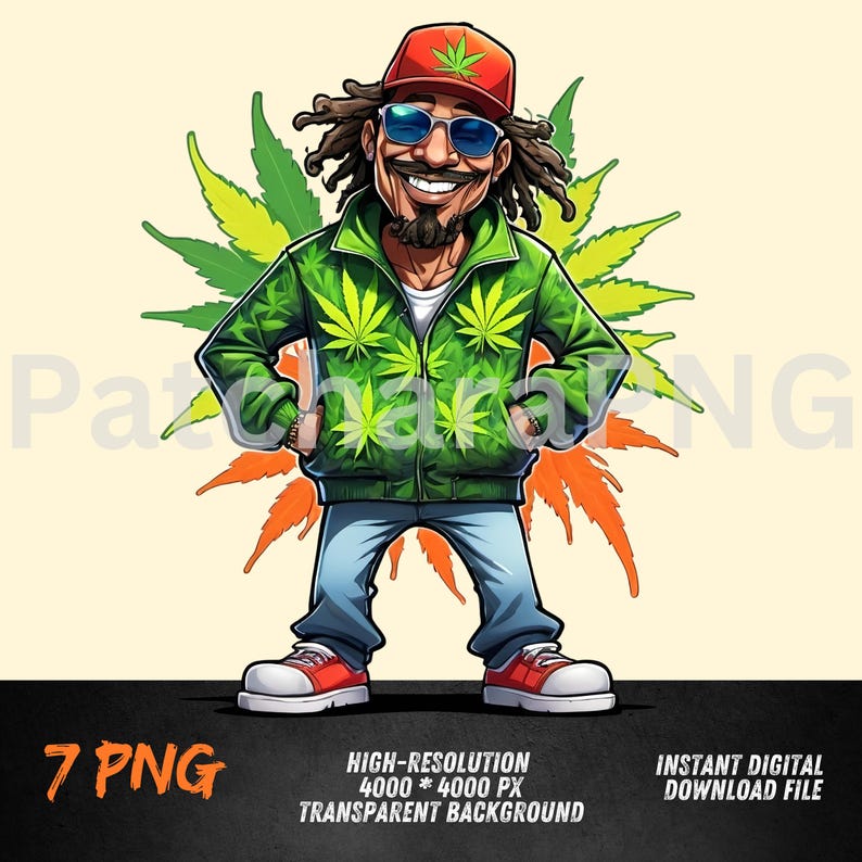 Marijuana Lover Cartoon Clipart | Hip-hop Weed Enthusiast Graffiti Art ...
