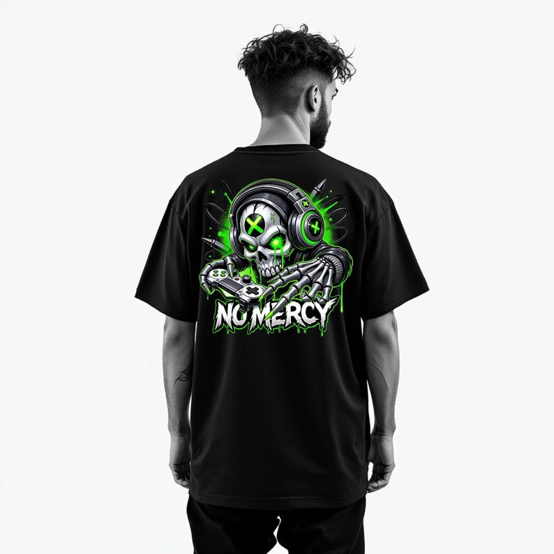Gaming Skull PNG , No Mercy Skull Gamer – Green Neon Graffiti Clipart ...