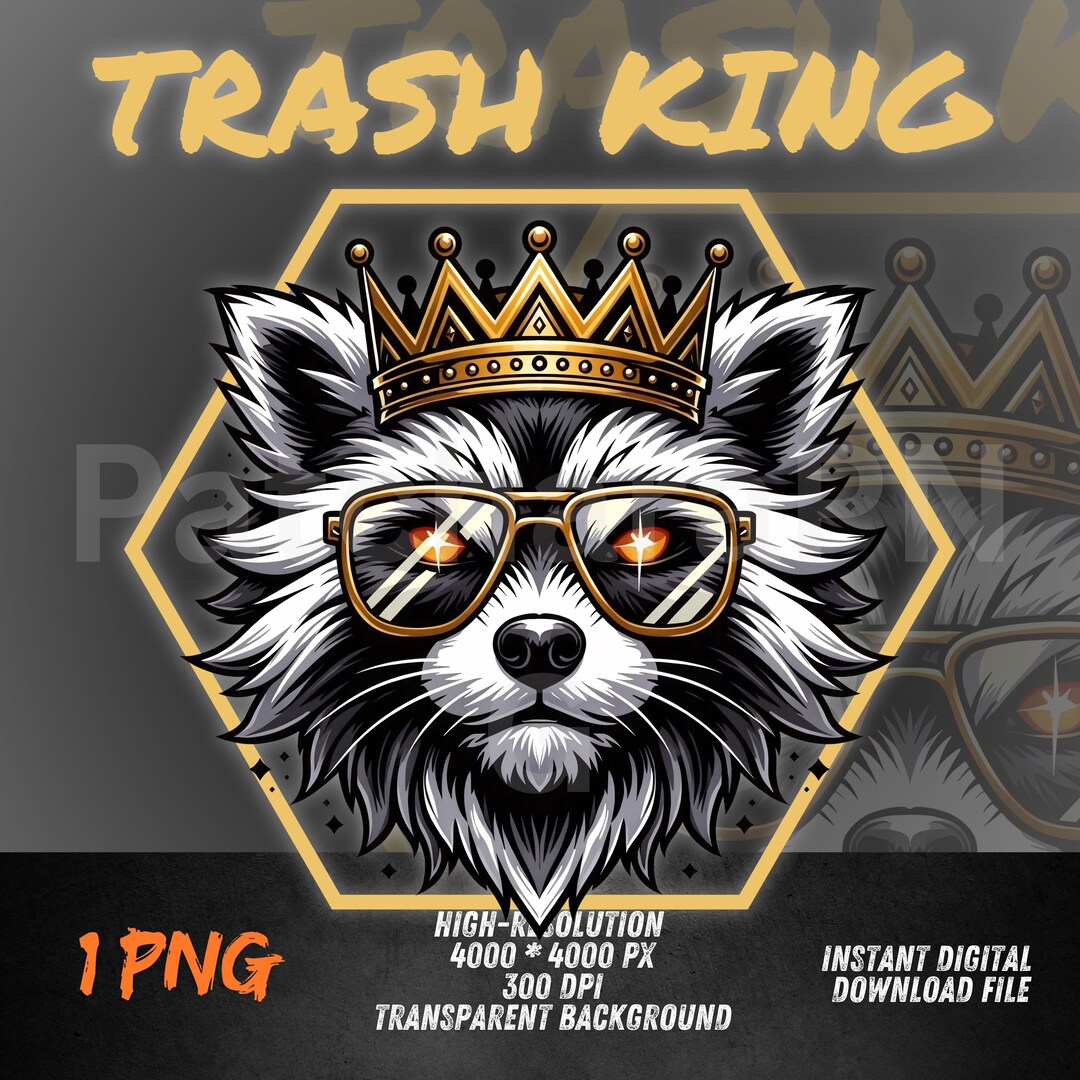 Trash King Raccoon PNG | Cool Raccoon With Crown & Shades | Hip Hop ...
