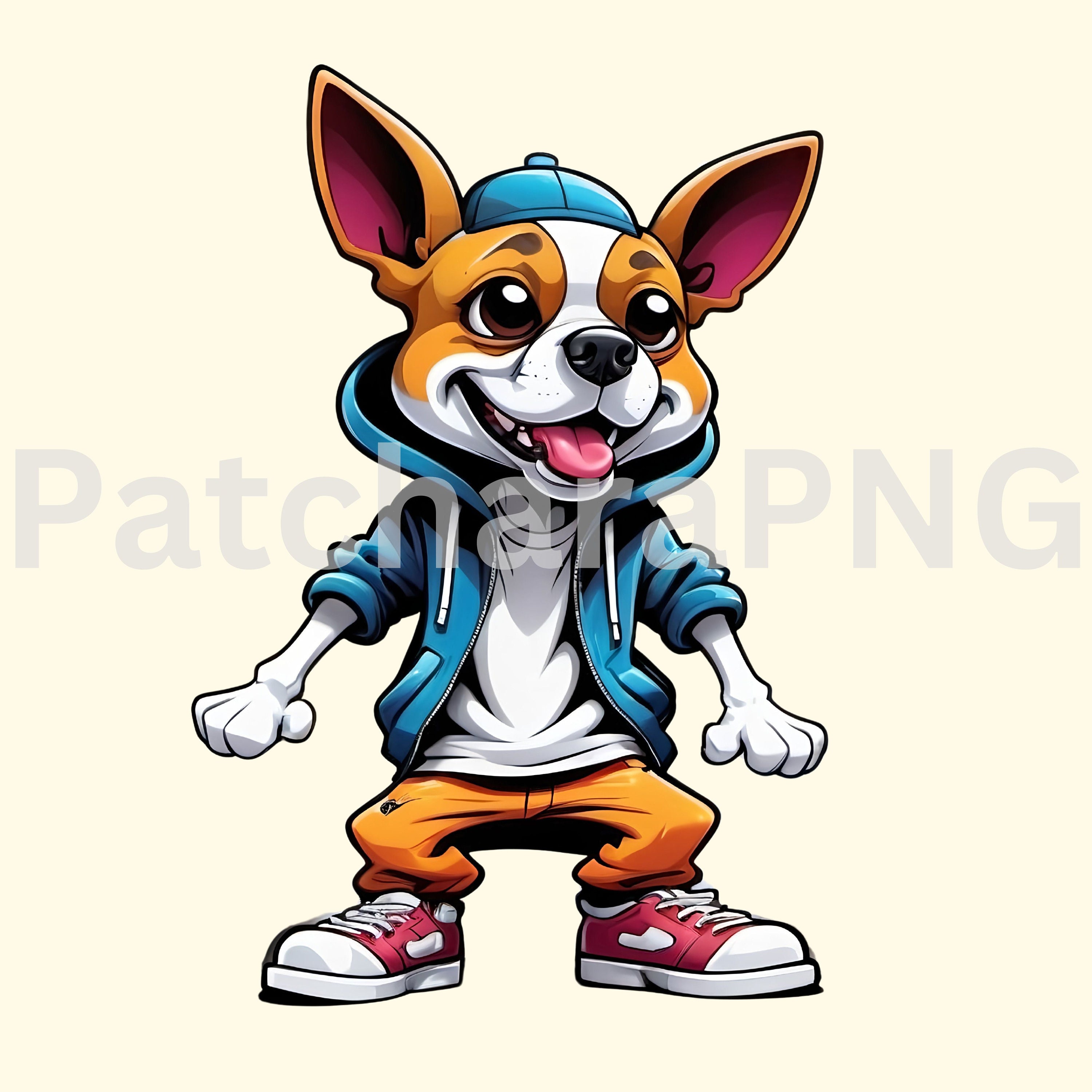 Cartoon Cool Dog Hip-hop Graffiti Art Dogpng, Urban Sublimation Design ...