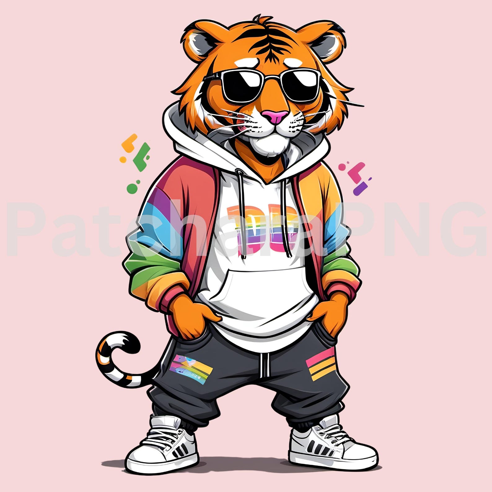 Swag Tiger PNG | Cool Tiger Clipart in Streetwear Hoodie and Shades ...