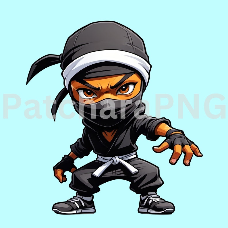 Cartoon Ninja Character Clipart Vibrant Colors, Bold Outlines High-res ...