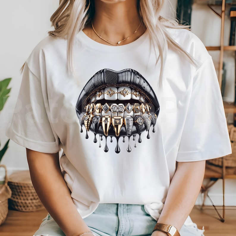 Black Lips Gold Grillz PNG, Hip Hop Mouth Digital Art, Rap Teeth Drip ...
