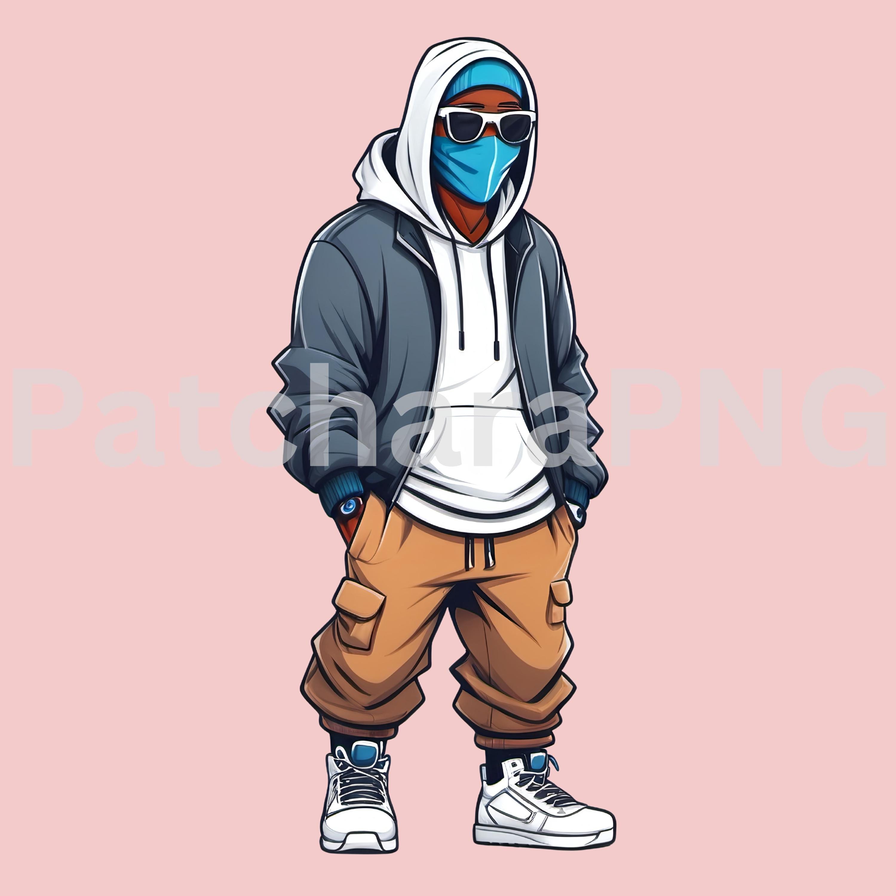 Hip-hop Ski Mask Characters PNG Duo | Gangsta Streetwear Cartoon | DTF ...