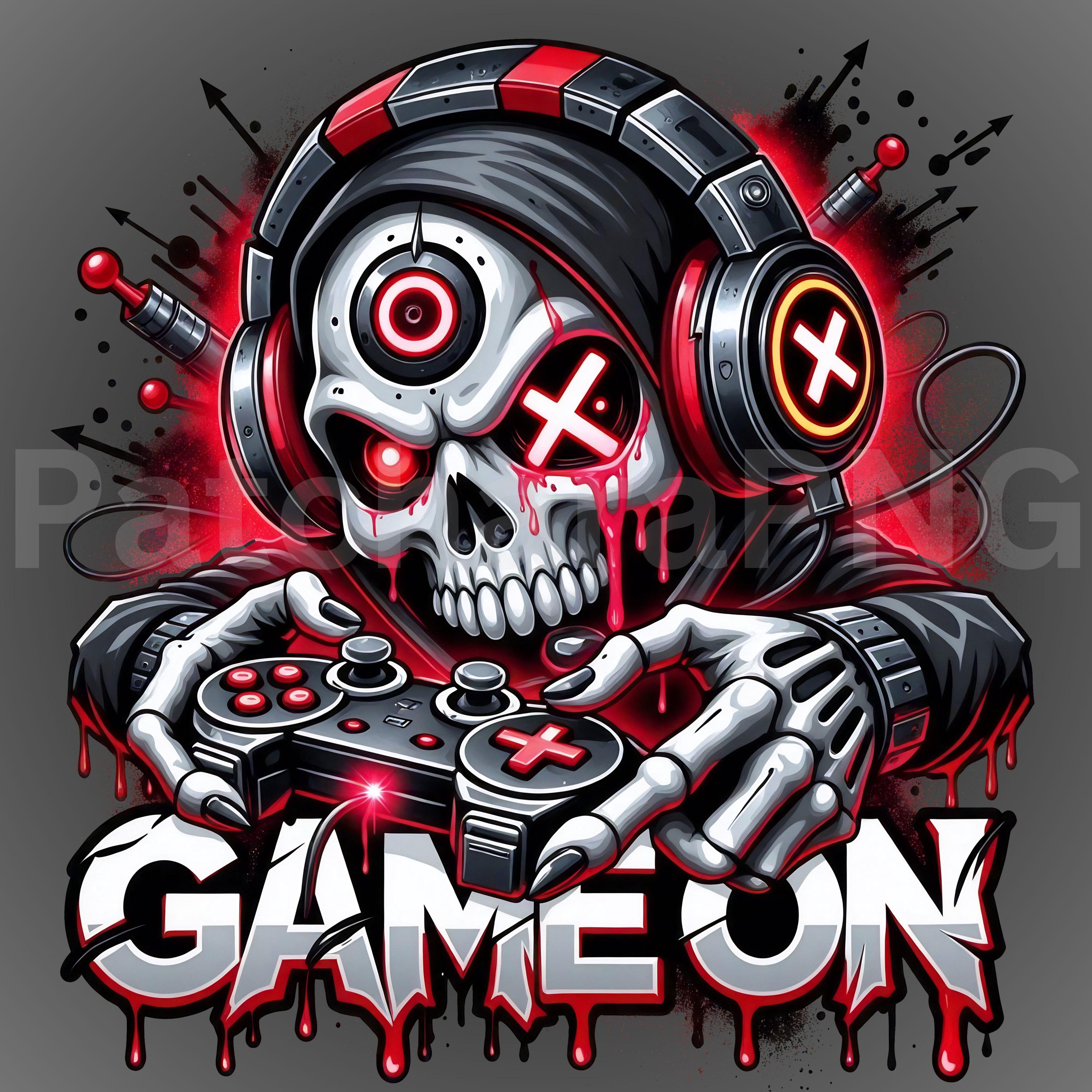 Game on Skull Gamer PNG – Red Grunge Graffiti Clipart for Sublimation ...