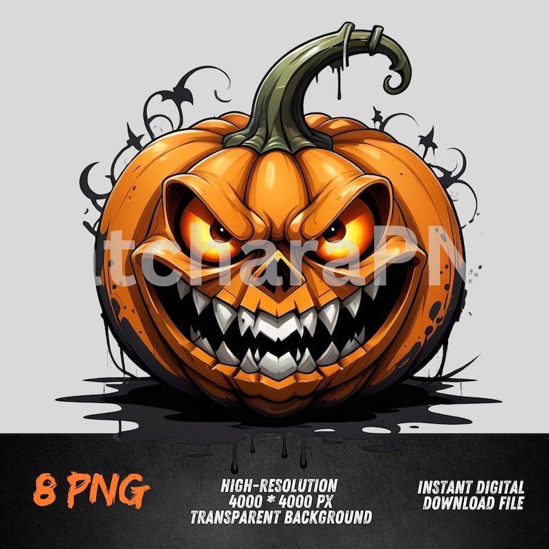 Menacing Evil Pumpkin Graffiti Art - Sinister Pumpkin Design for Spooky ...