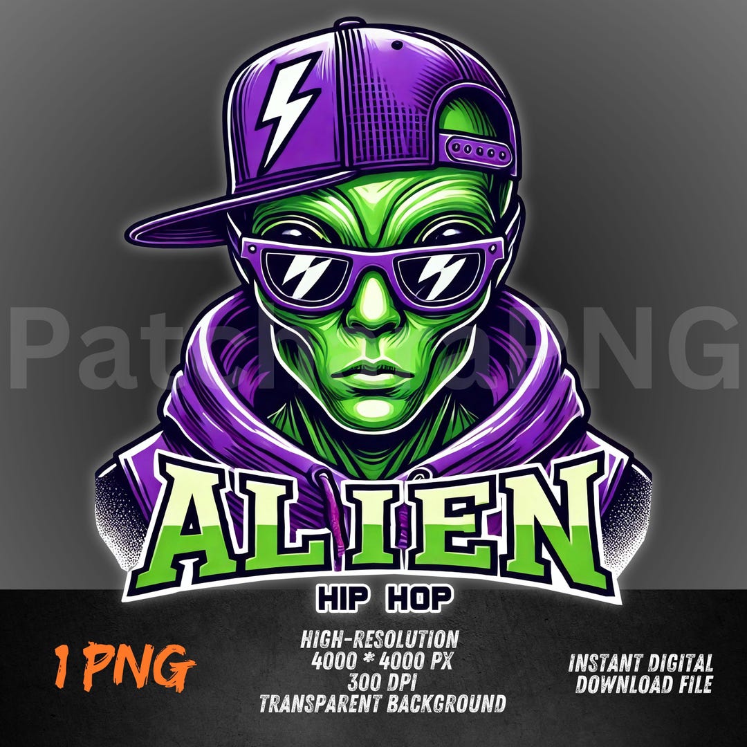 Alien Hip Hop PNG | Cool Space Rapper Clipart for DTF & Sublimation ...