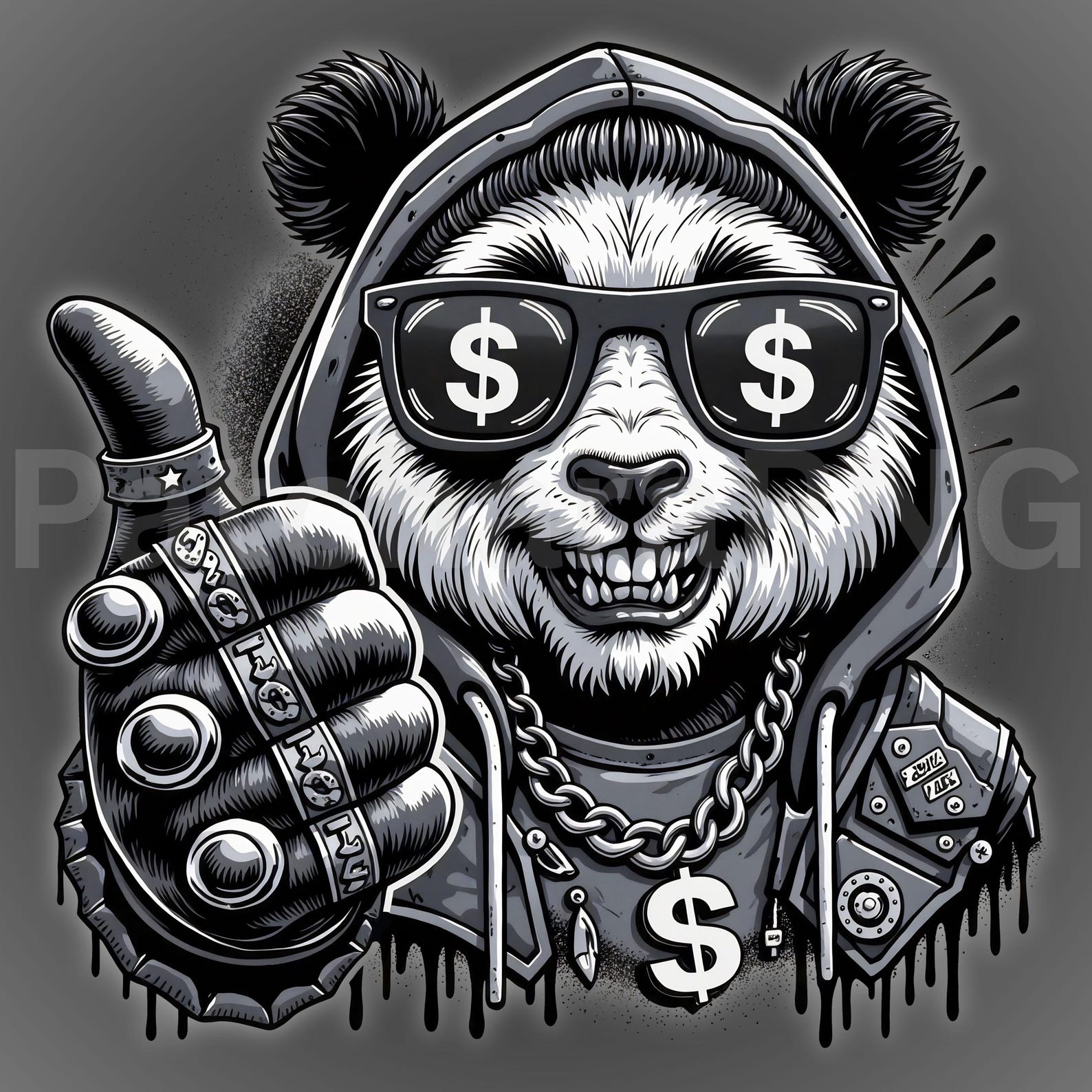 Streetwear Panda PNG, Dollar Sunglasses Panda Thumbs up Design, Funny ...