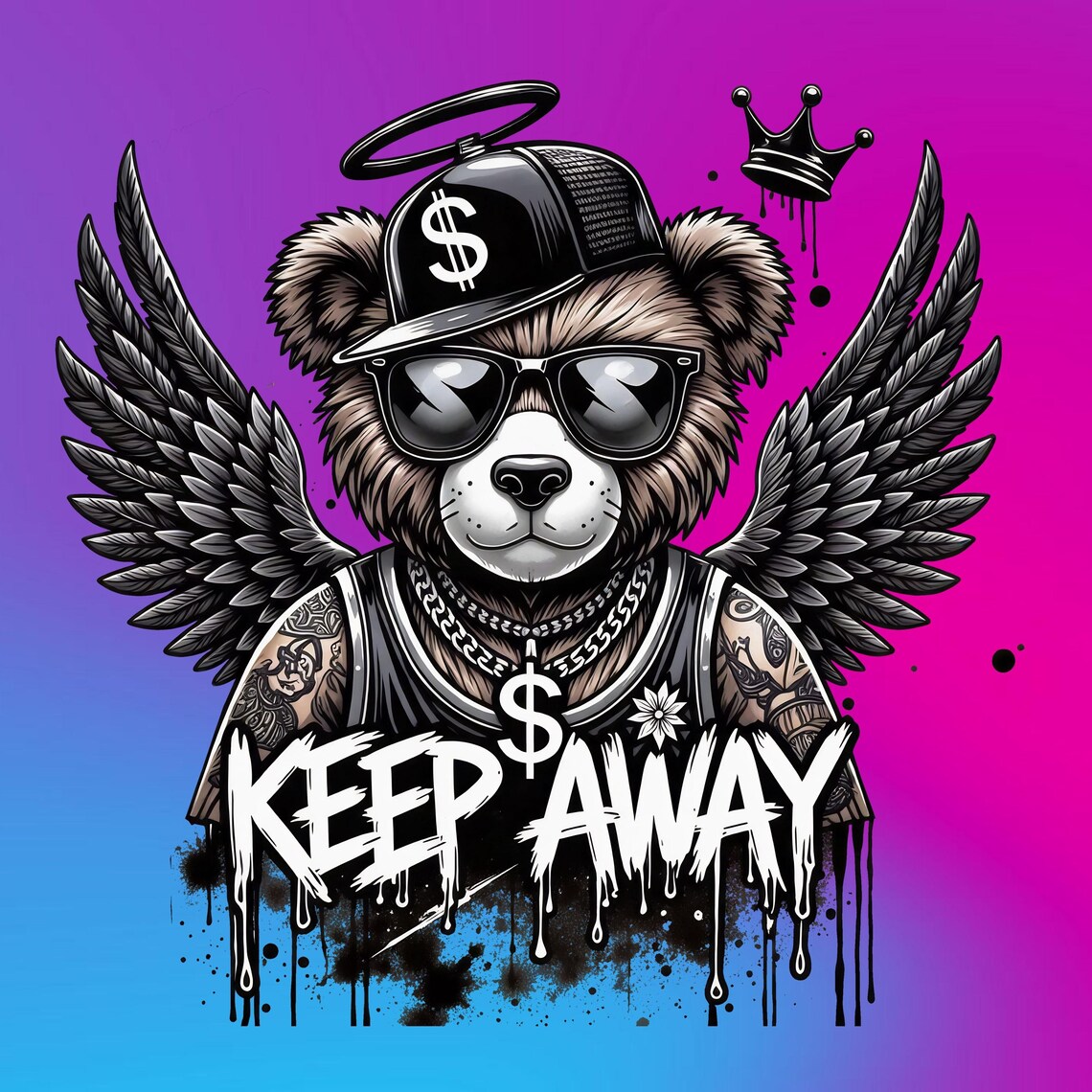 Gangsta Bear Graffiti PNG, Hip Hop Streetwear Sublimation Design, Angel ...