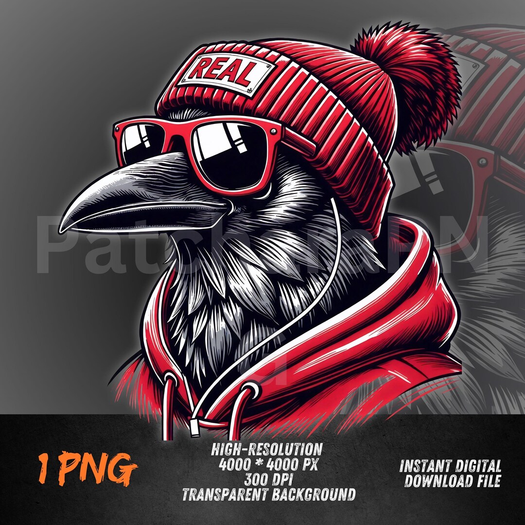 Cool Crow Hip Hop PNG – Graffiti Style Bird With Red Beanie & Shades ...