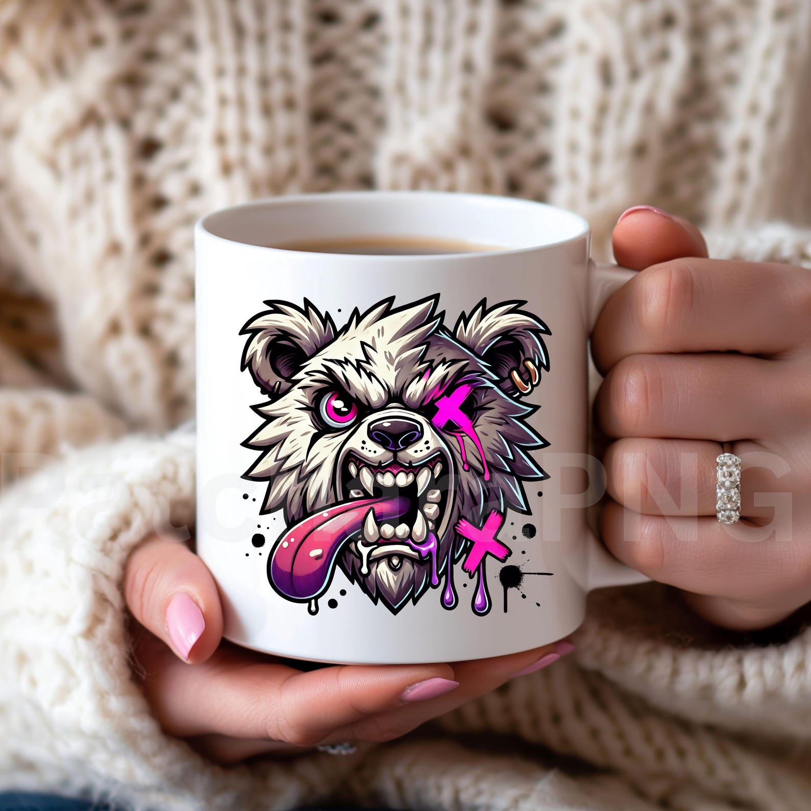Evil Panda PNG | Creepy Cute Animal Clipart | Punk Goth Panda Design ...