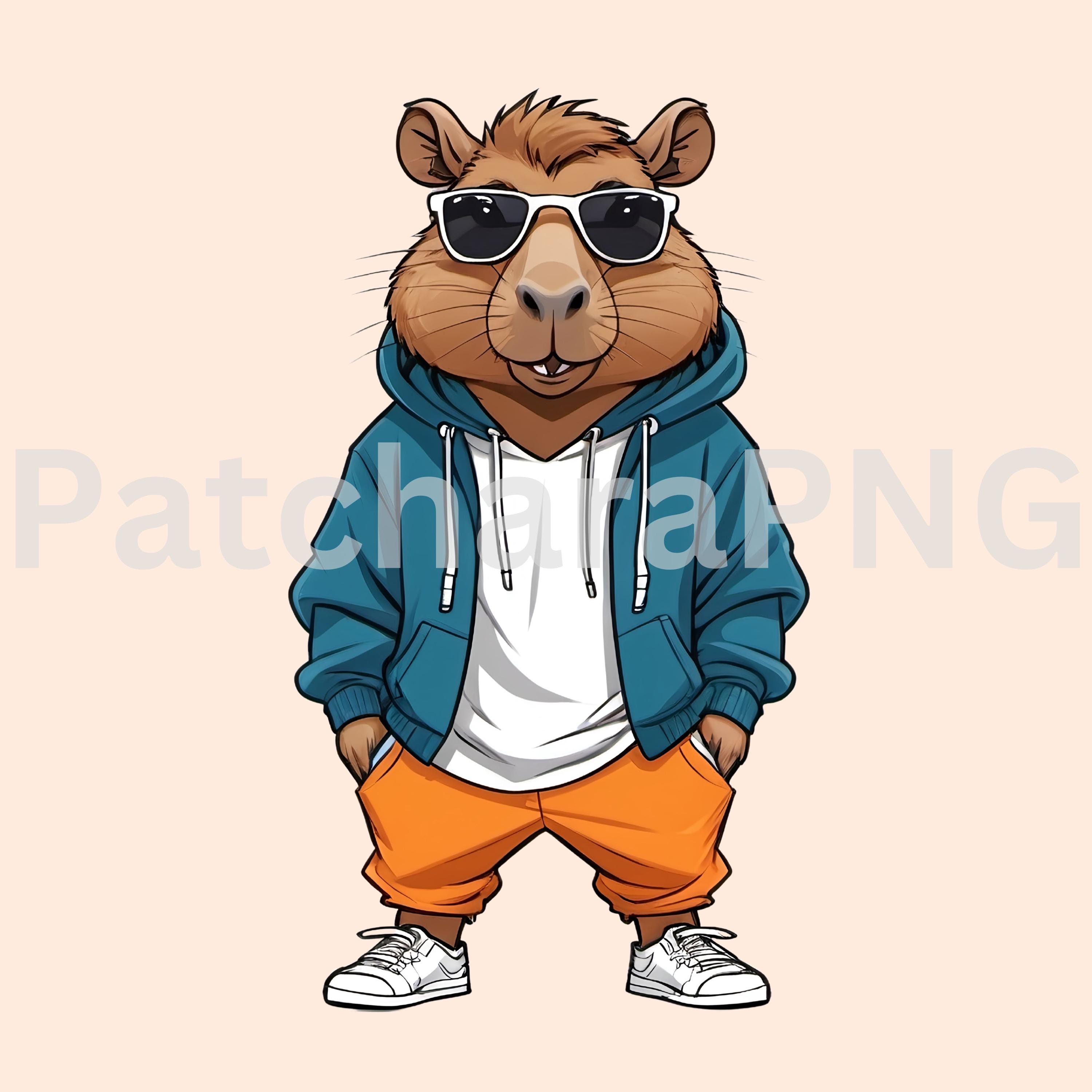 Capybara PNG | Cool Capybara Clipart in Hoodie | Urban Hip Hop Rodent ...