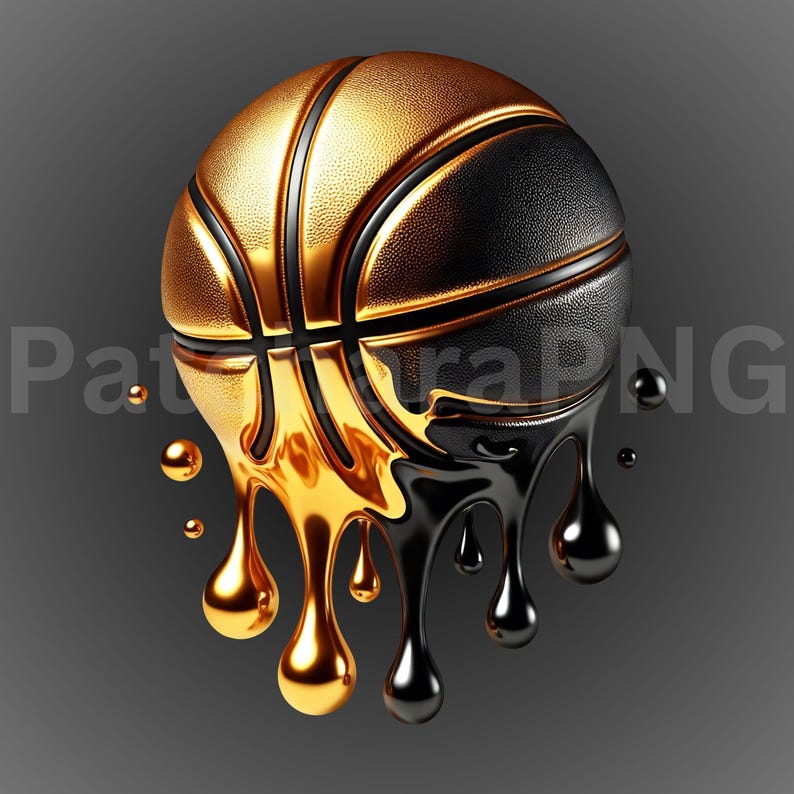 Gold Black Melting Basketball PNG | Luxury Sports Drip Design | Urban ...