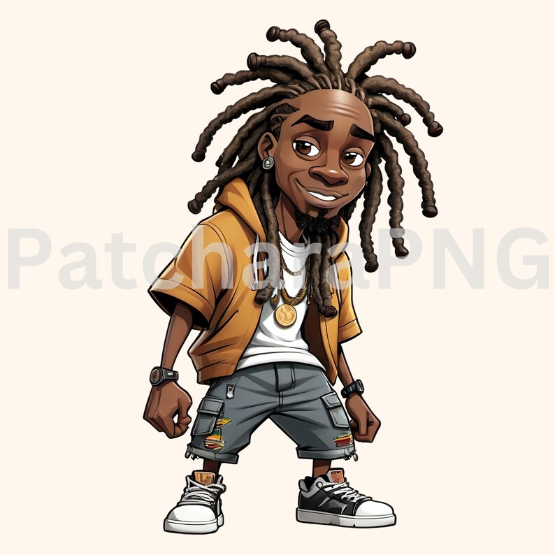 Cool Hip-hop Cartoon Character With Locs | African American Streetwear ...