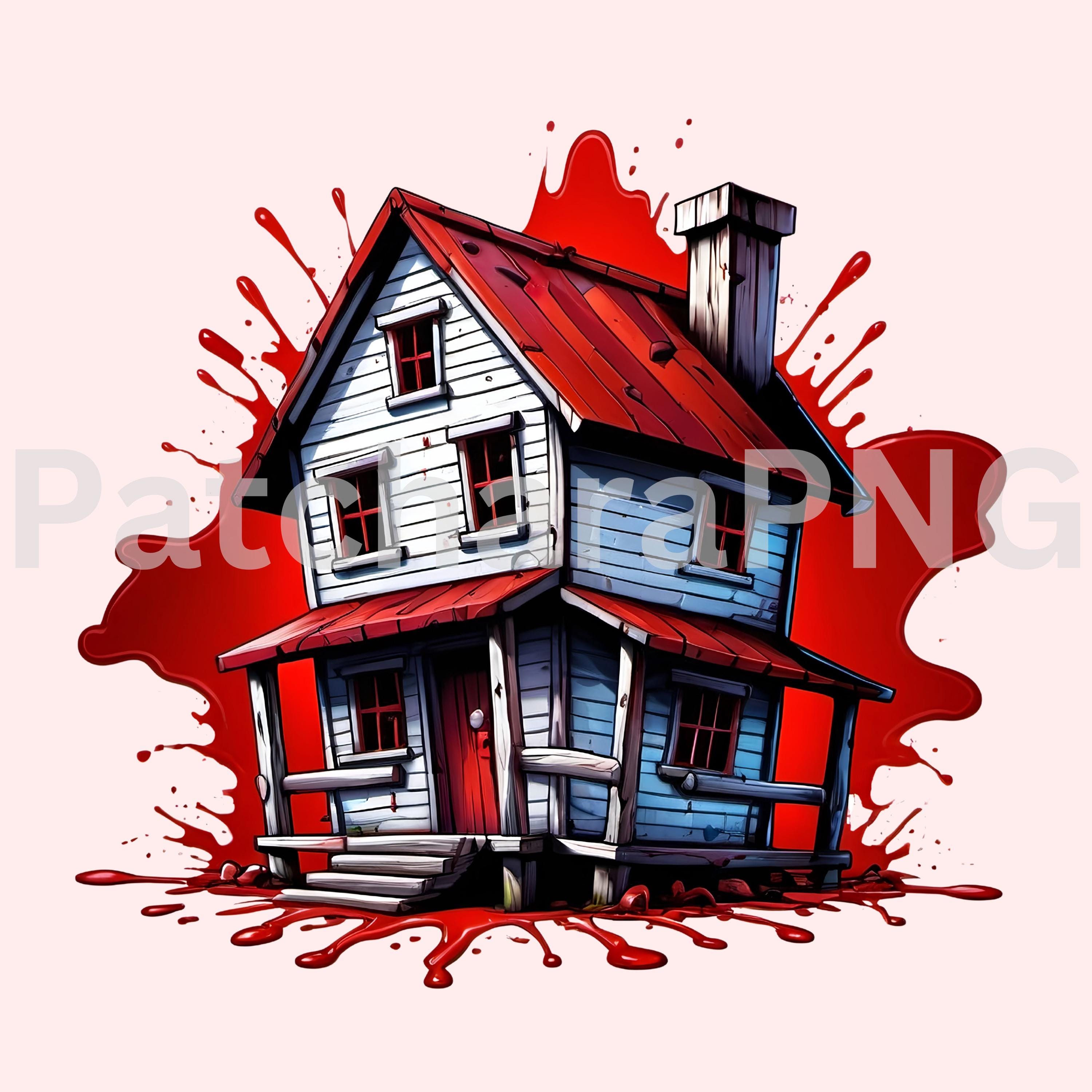 Vibrant Cartoon Trap House Graffiti Art With Bold Outlines and Blood ...