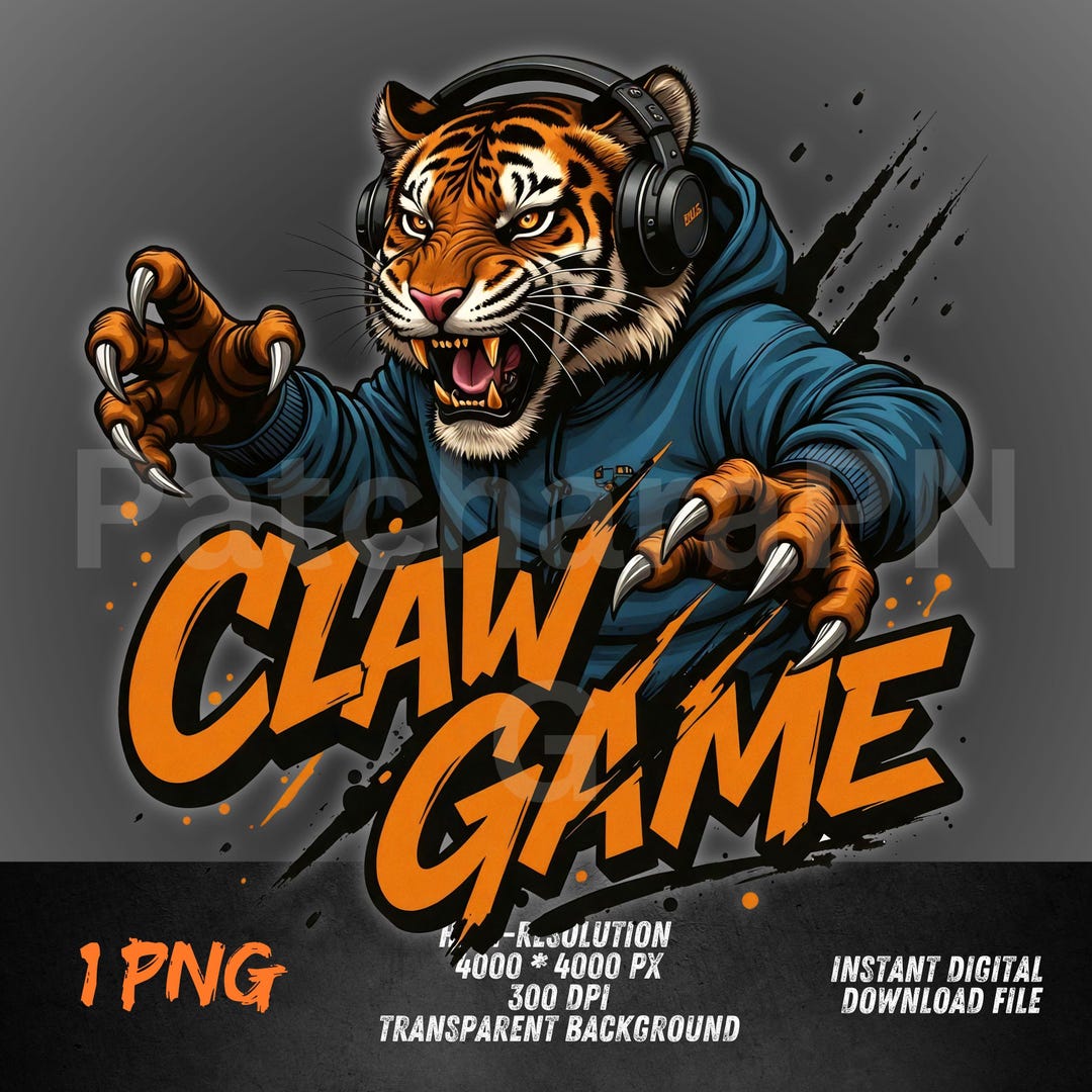 Claw Game Tiger PNG, Gamer Tiger Graffiti Art, Urban Streetwear Animal ...