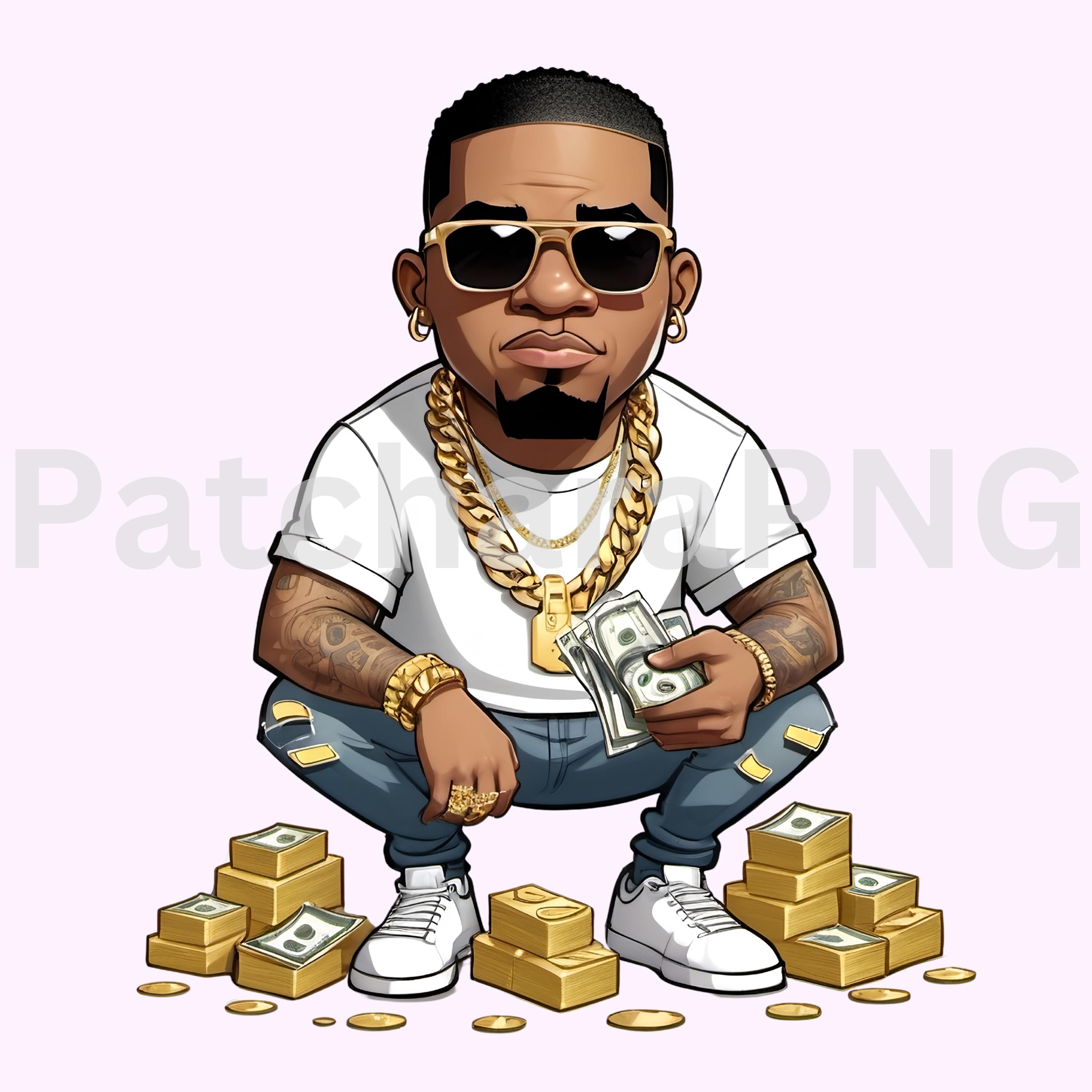 Hip-hop Cartoon PNG | Rapper Character Clipart | Gold Chain, Sunglasses ...