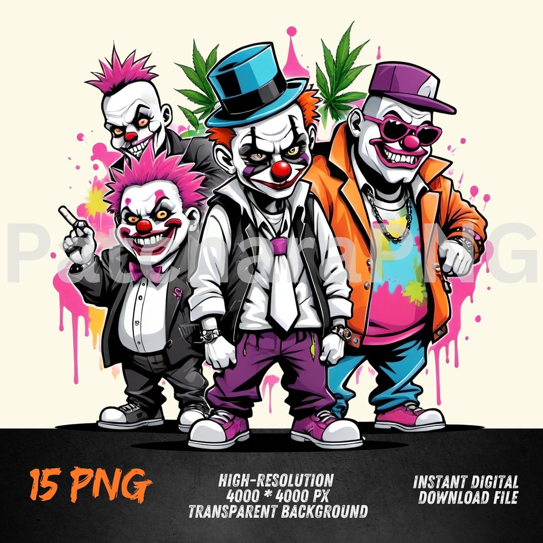 Clown Cyberpunk Gangster Cartoon, Graffiti Art Print, , Weed, Spray ...