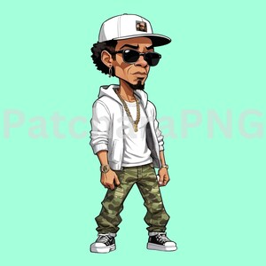 Dynamic Hip-hop Graffiti Cartoon Character With Chain and Hat ...