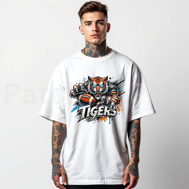 Tiger Football PNG for DTF & Sublimation, Fierce Mascot Homecoming ...