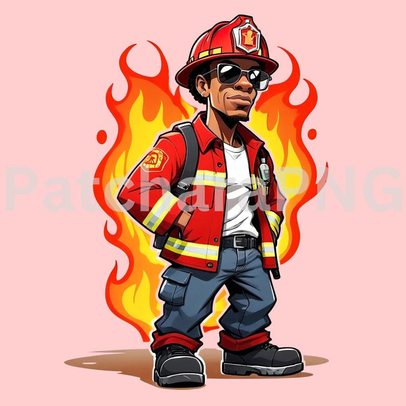Cartoon Cool Firefighter PNG, Funny Firefighter Clipart, Heroic Fireman ...
