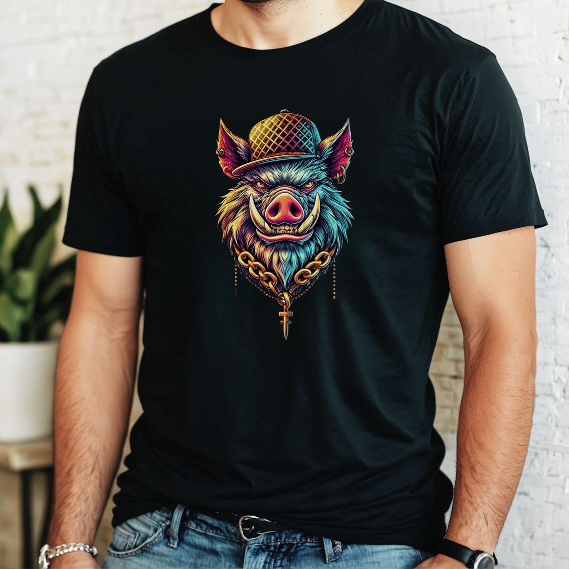 Gangsta Boar PNG | Wild Hog Clipart With Beard and Chains | Urban ...