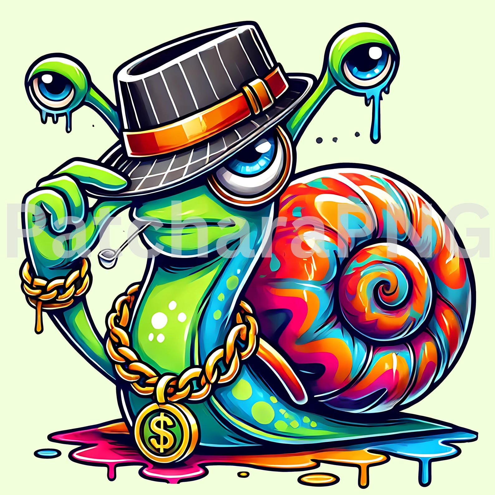 Graffiti Snail PNG | Cartoon Snail Clipart With Gold Chain and Cap ...