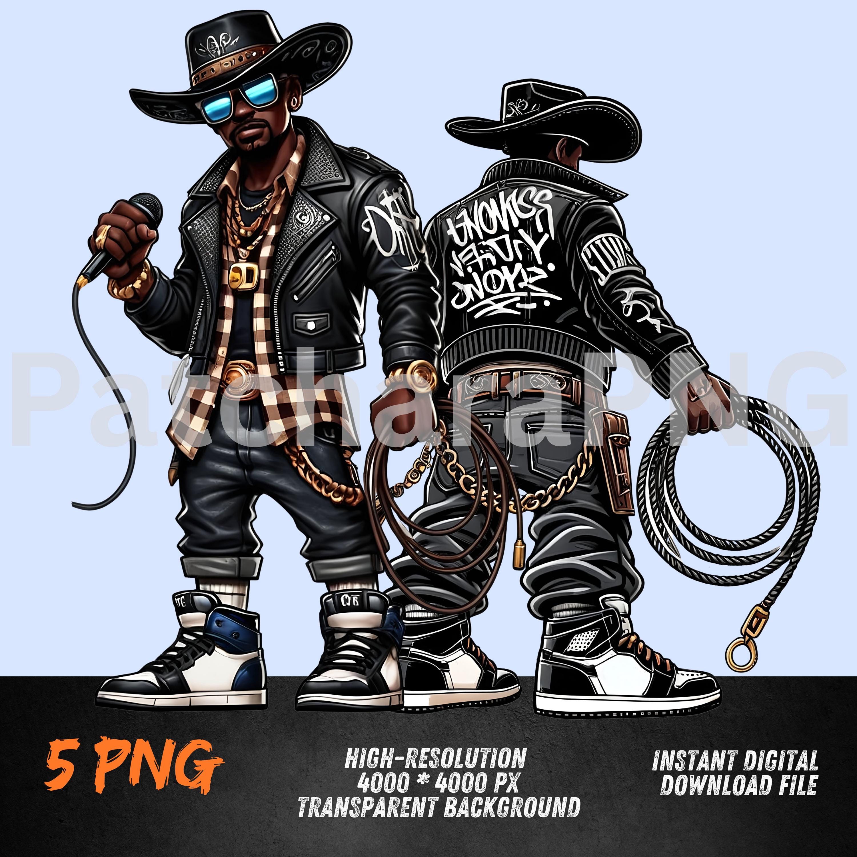 Hip-hop Cowboy Cartoon Clipart | Cool Urban Cowboy With Lasso & Peace ...