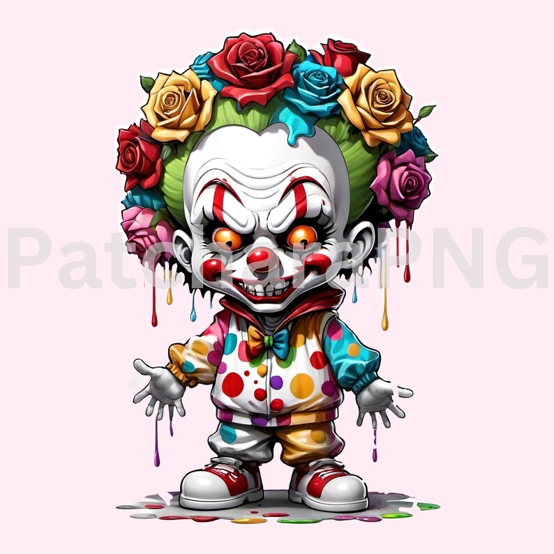 Creepy Graffiti Clown-rose, PNG File Trippy Graffiti Digital T-shirt ...