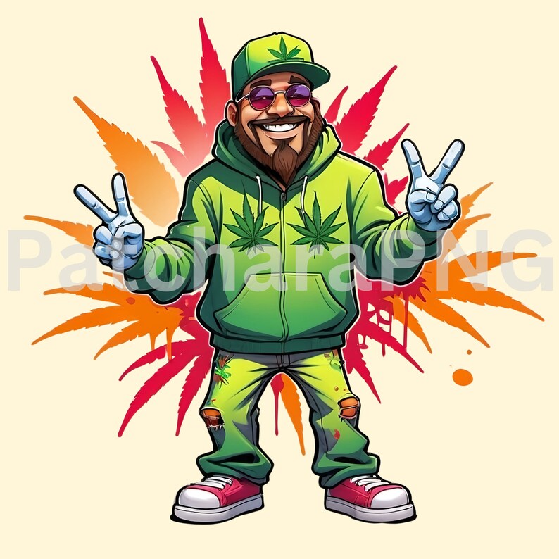 Marijuana Lover Cartoon Clipart | Hip-hop Weed Enthusiast Graffiti Art ...