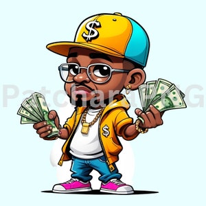 Hip-hop Money Man PNG With Dollar Bills | Gangsta Streetwear Cartoon ...