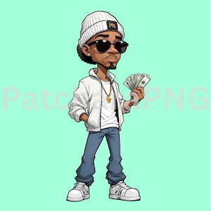 Dynamic Hip-hop Graffiti Cartoon Character With Chain and Hat ...