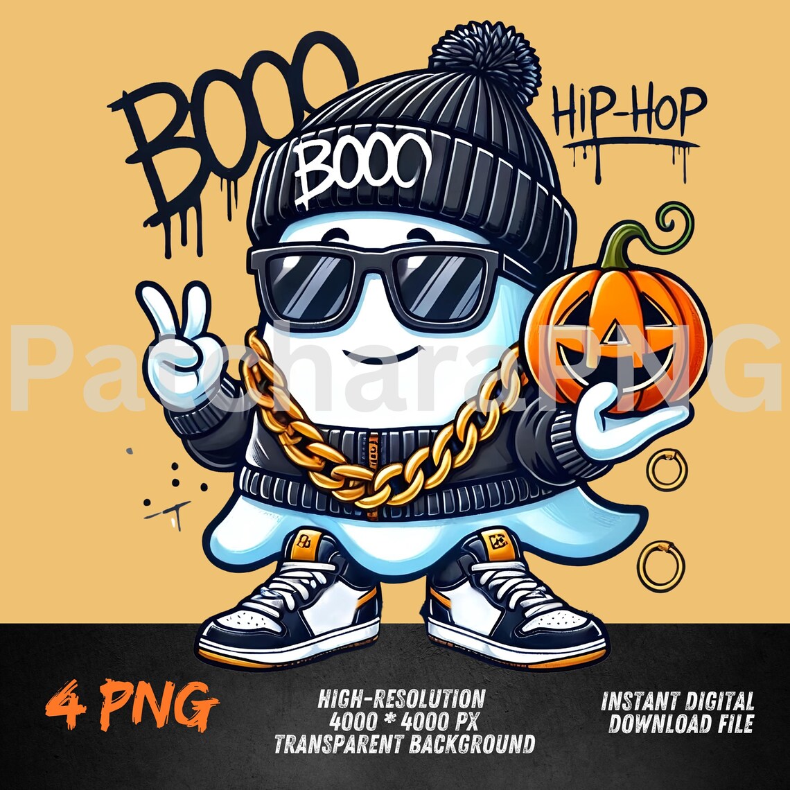 Hip-hop Ghost PNG | Cool Halloween Cartoon Character | Digital Download ...
