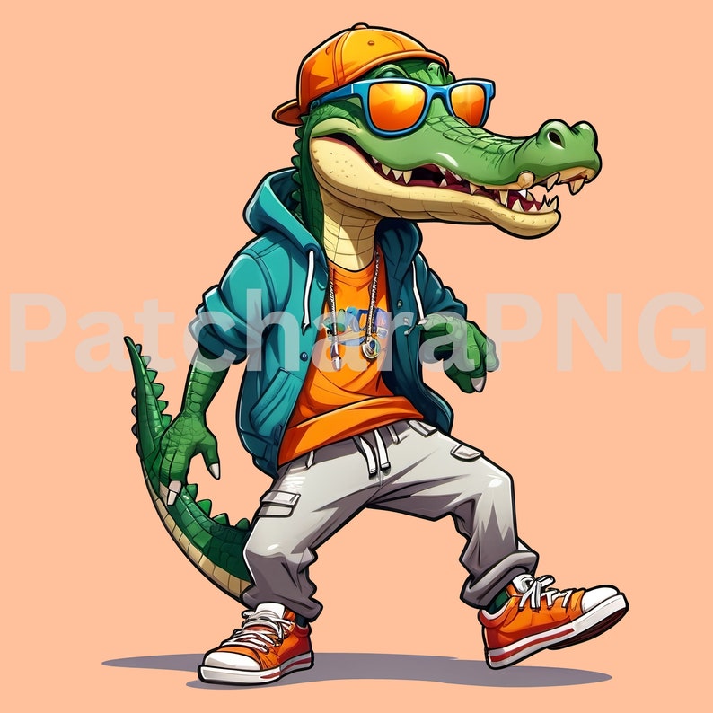 Swag Gator PNG | Alligator Clipart in Hoodie and Sneakers | Cool Urban ...