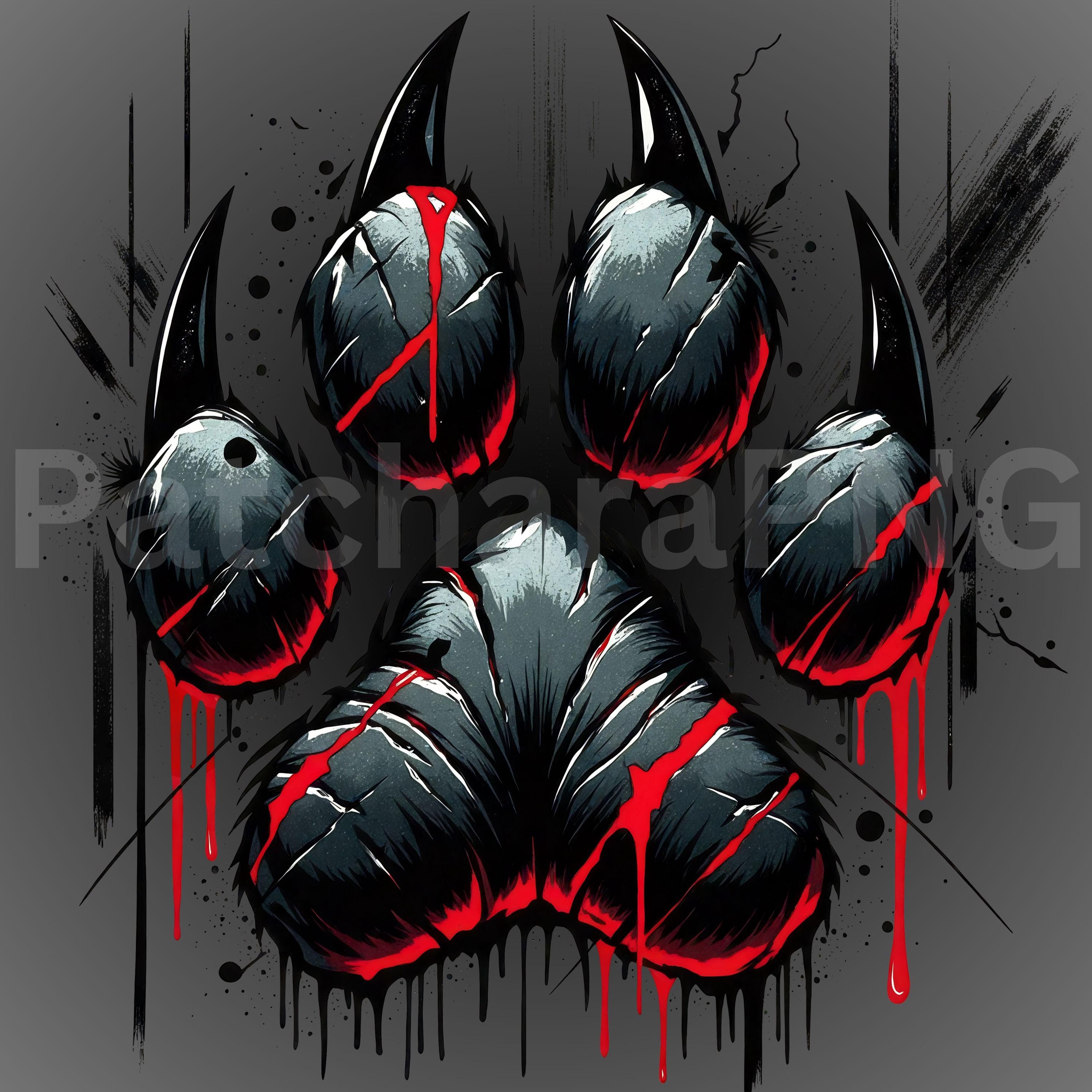 Bloody Claw Paw Print PNG | Horror Animal Scratch Mark | Dark Gothic ...