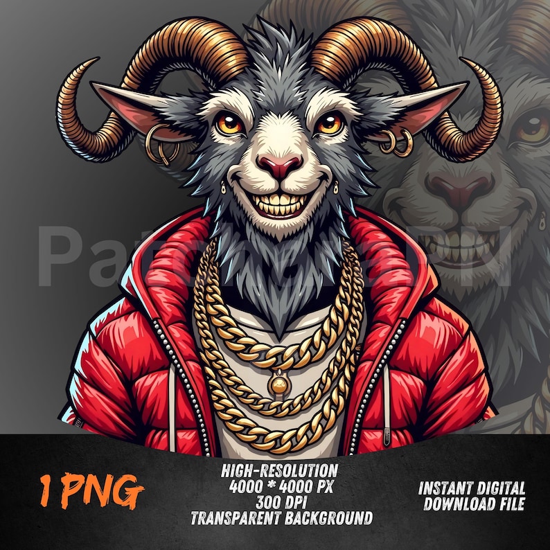 Urban Goat PNG | Gangsta Goat With Chains and Hoodie | Cool Attitude ...