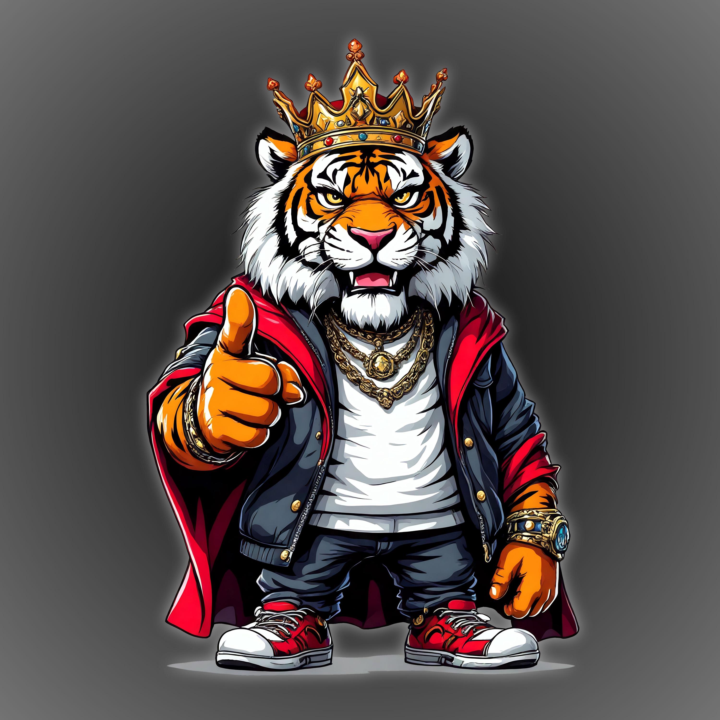 Tiger King PNG | Urban Tiger Clipart in Crown and Hoodie | Gangsta ...