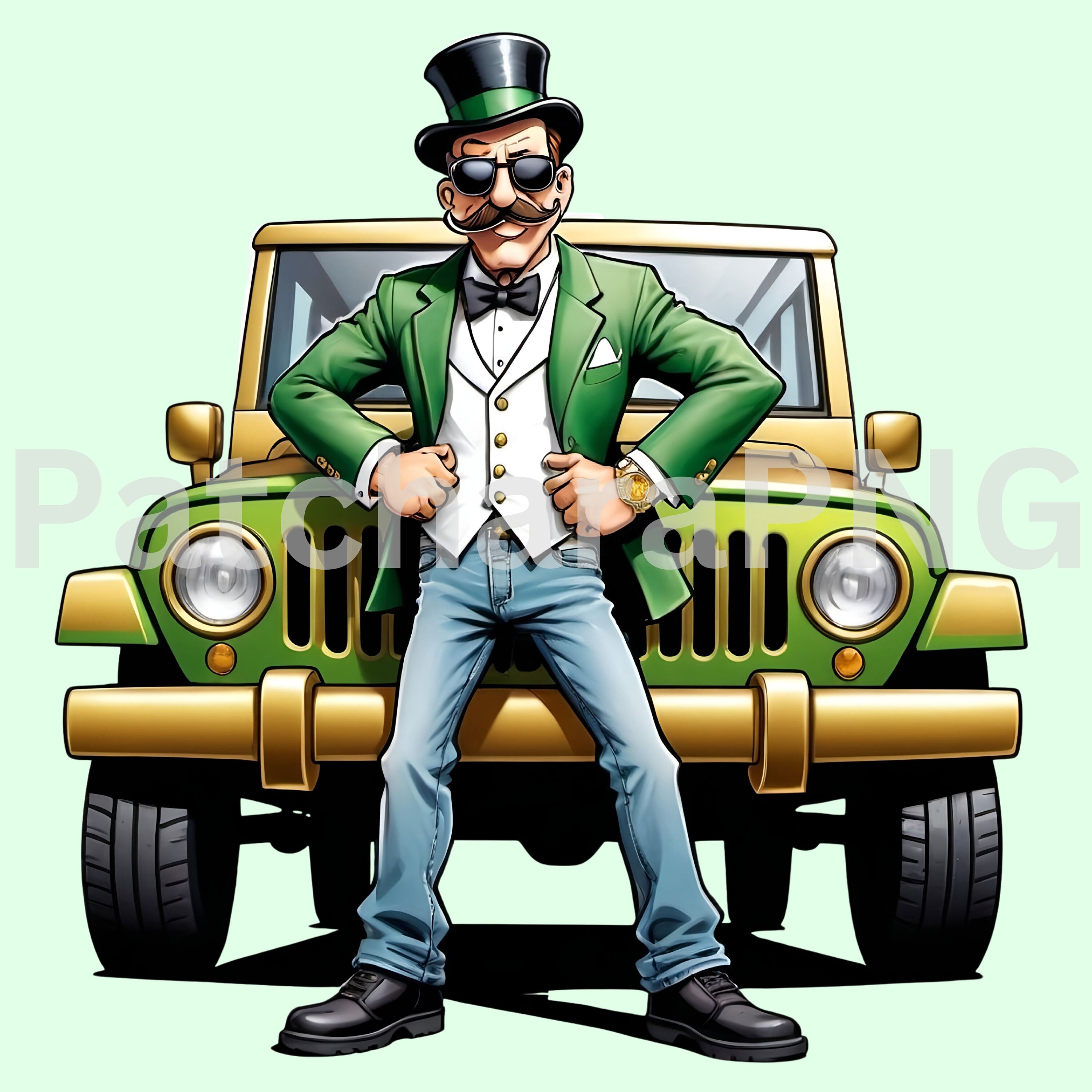 Mogul Monopoly With Jeep Cartoon Clipart Jeep Graffiti Art Colorful ...