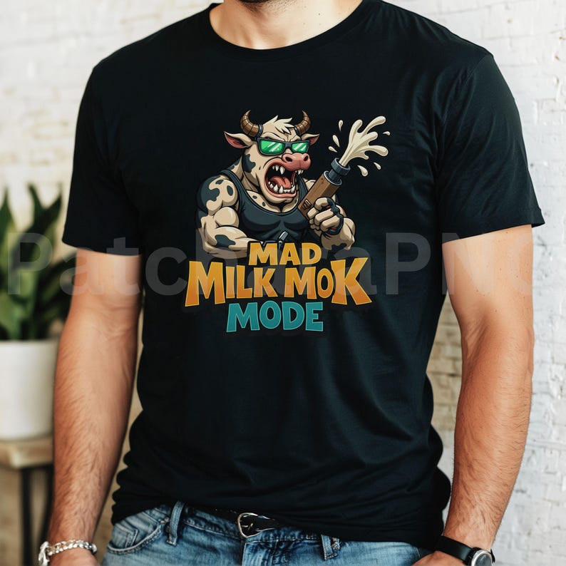 Mad Milk Mok Mode PNG | Crazy Cow Bodybuilder Clipart | Funny Gym ...