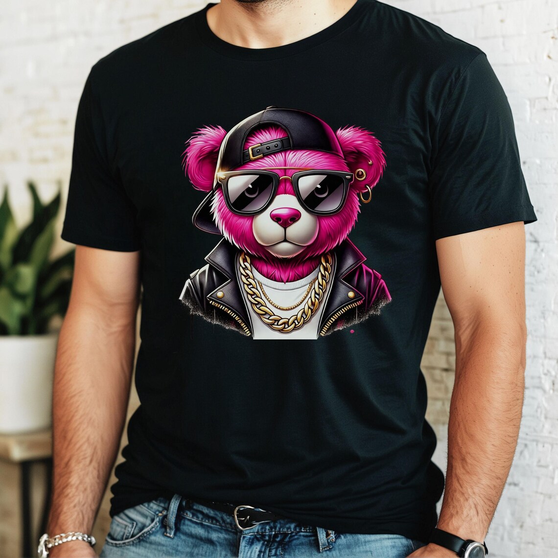 Hip-hop Pink Teddy Bear PNG | Cool Streetwear Teddy Digital Art | Urban ...